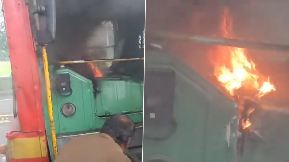 TMT bus Fire: टीएमटी बस मध्ये ठाण्यात Central Ground जवळ लागली आग ...